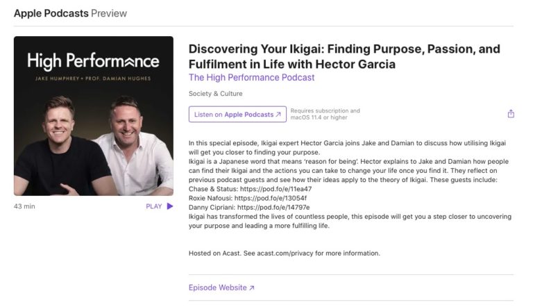 The High Performance Podcast – Discovering Your Ikigai: Finding Purpose ...