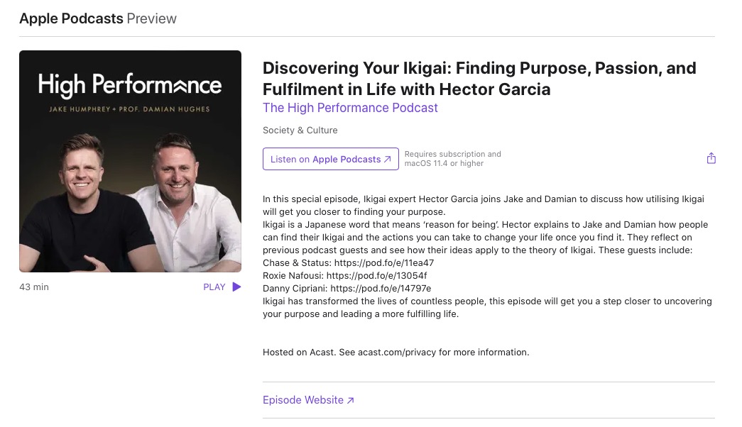 The High Performance Podcast – Discovering Your Ikigai: Finding Purpose ...